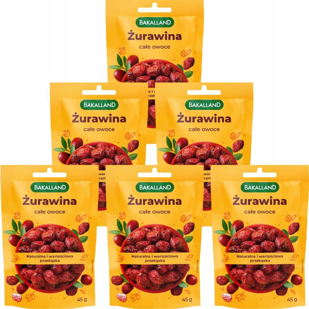 Bakalland Żurawina Suszona Słodzona Cała 45g X 6 - Ceny i opinie - Ceneo.pl