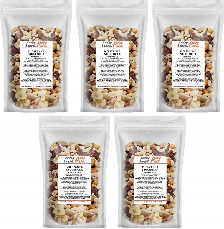 Kol-Pol Mieszanka Studencka 5kg Orzechy Bakalie Naturalna - Ceny i opinie - Ceneo.pl