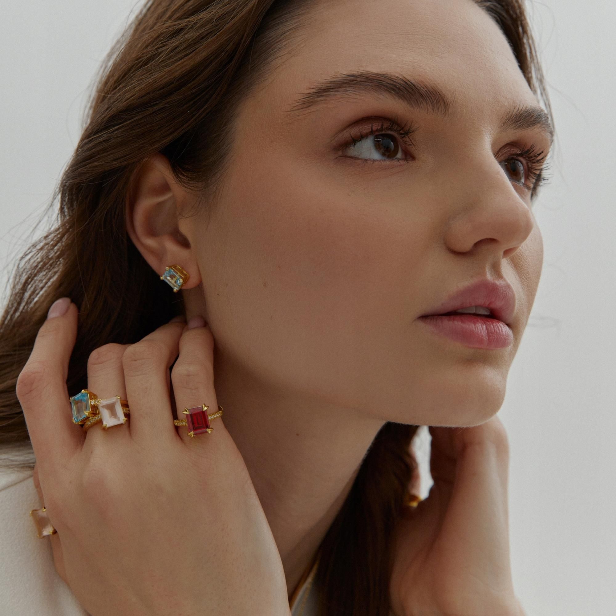 Elori Jewellery Kolczyki Srebrne Pozłacane Aura Kamień Księżycowy ...