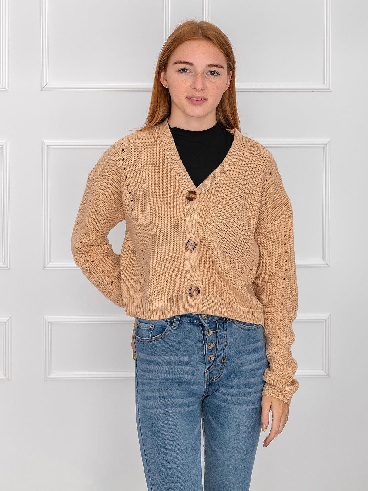 Modny Kobiecy Sweter Kardigan Rozpinany beżowy M - Ceny i opinie - Ceneo.pl