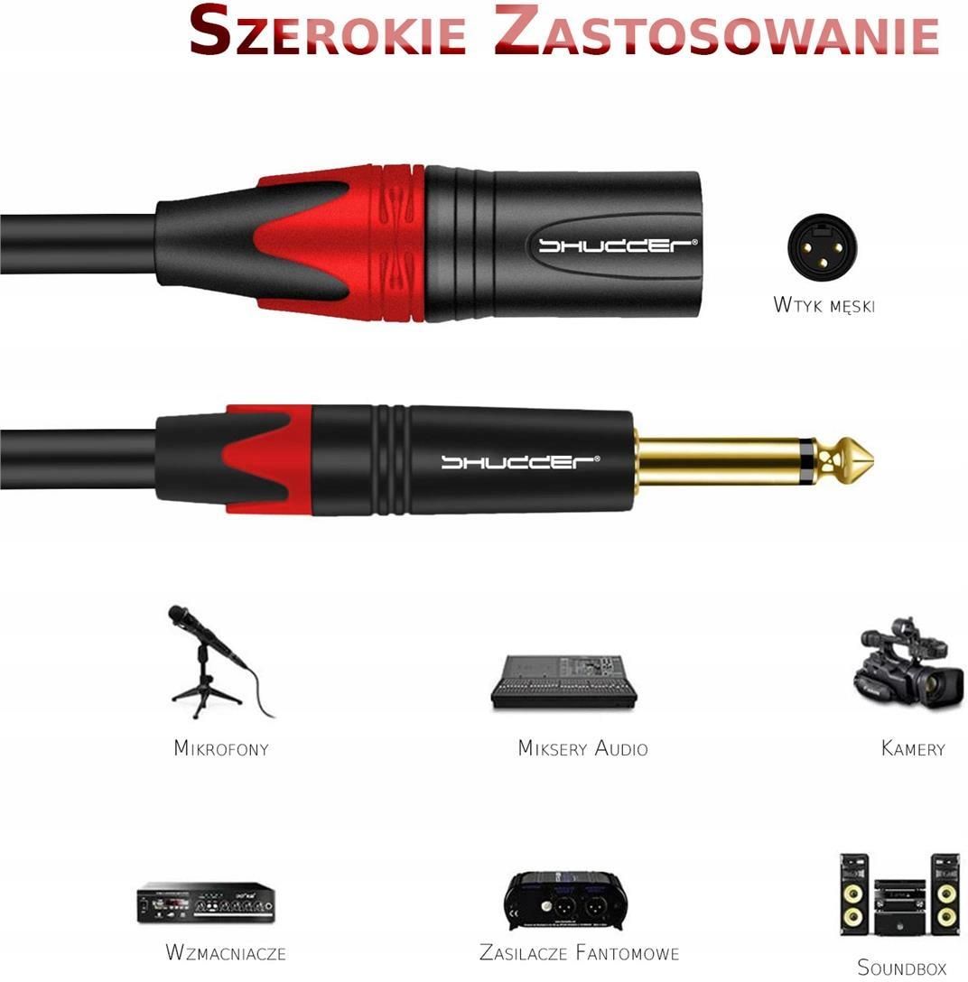 Kabel wtyk jack 6.35mm mono wtyk Xlr 20m Shudder Premium Bawełna - Ceny ...