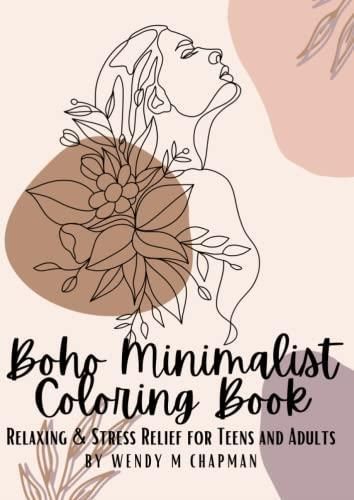 Boho Minimalist Coloring Book Relaxing & Stress Relief for Teens and ...