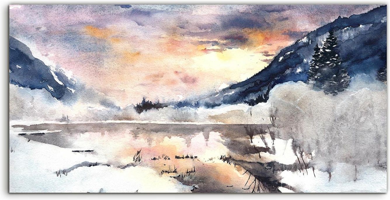 Coloray Szkło Hartowane Panel Góry Jezioro Akwarele 100x50 - opinie i ...