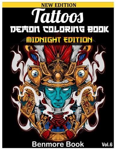 Tattoos Demon Coloring Book Midnight Edition: Japanese Hannya, Devil ...