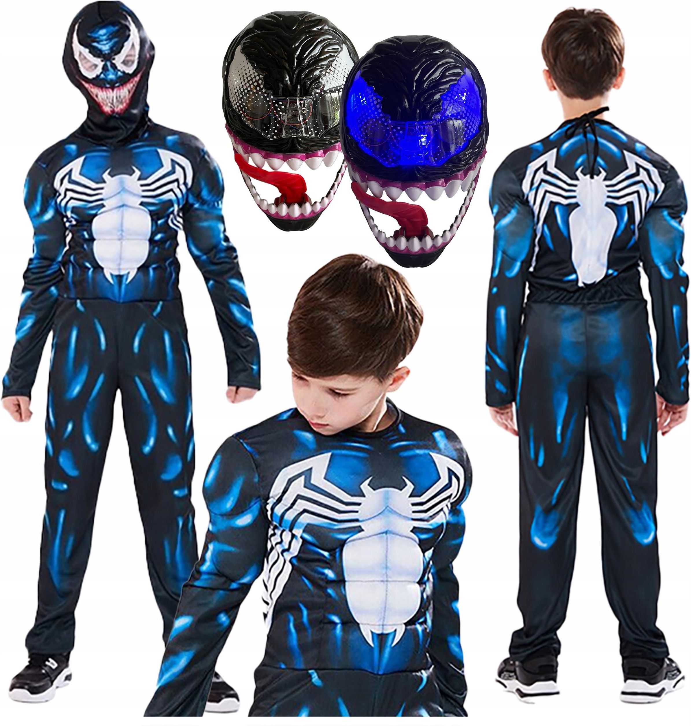 Venom Strój Karnawałowy Kostium Na Bal Przebierańców Maska Led 122 128 ...