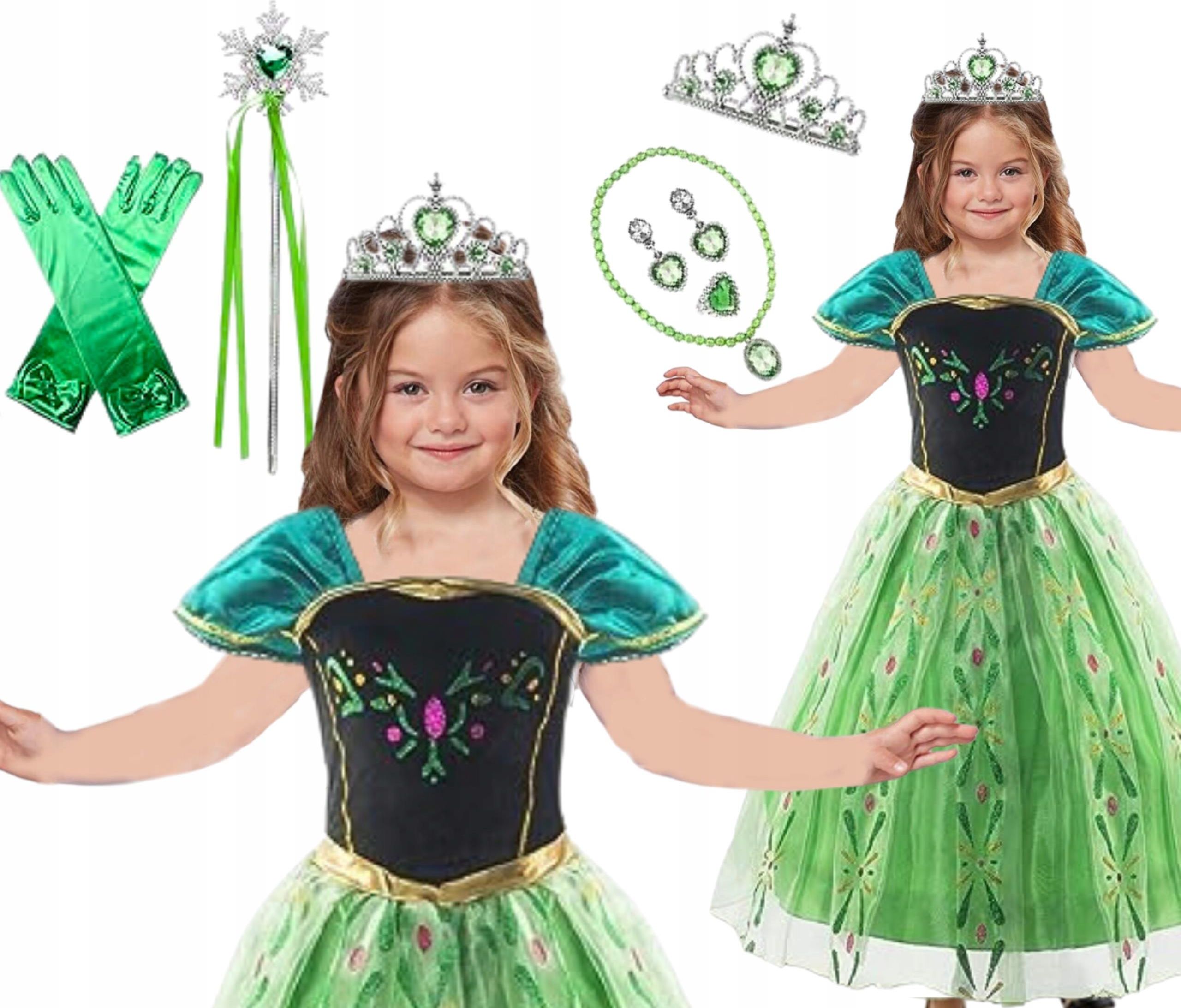 Anna Strój Kraina Lodu Frozen Elsa Elza Peruka 8W1 110 116 - Ceny i ...