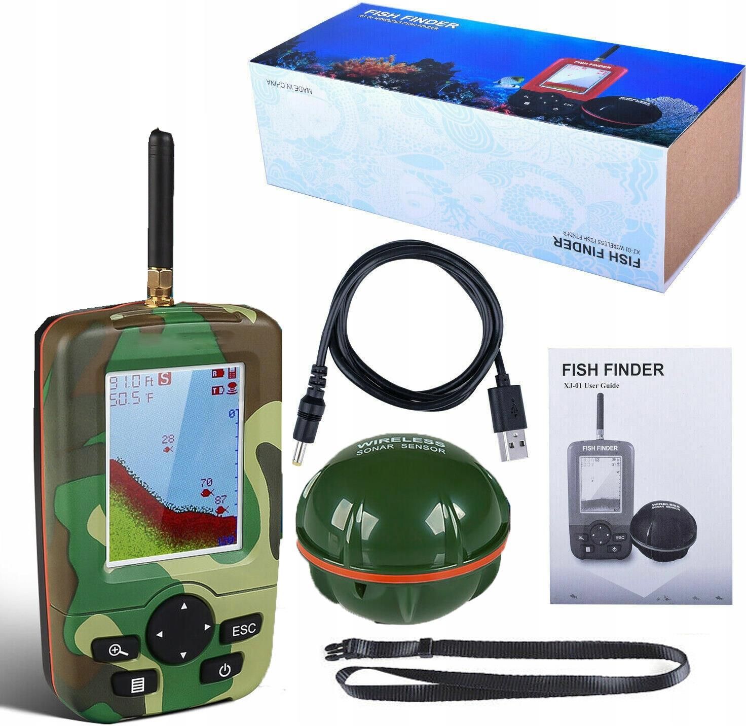 Echosonda Wędkarska Sonda Na Ryby Sonar Do Łódki Zanętowej ...