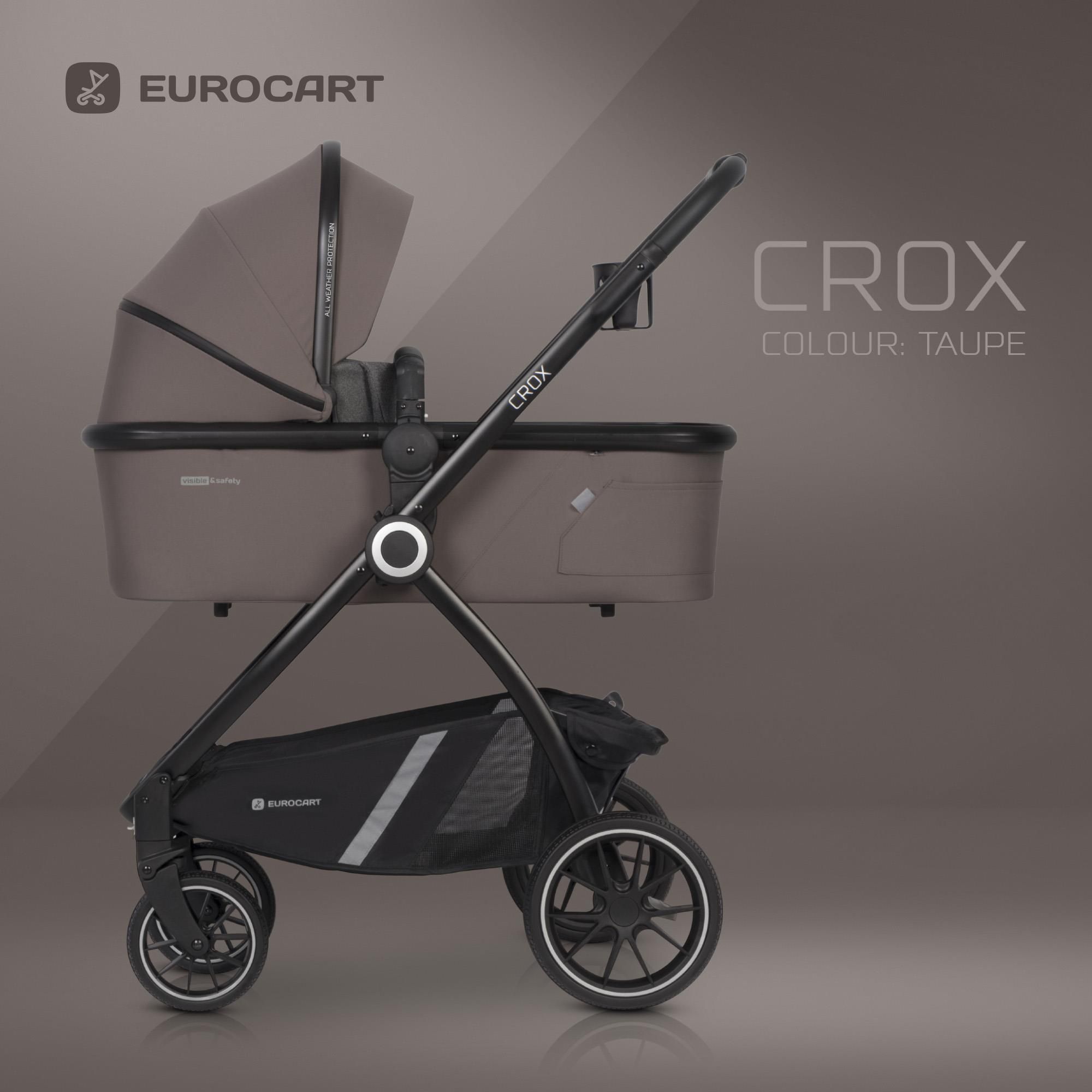 Euro-Cart Duża Gondola Taupe Do Wózka Spacerowego Crox Składana Eco ...