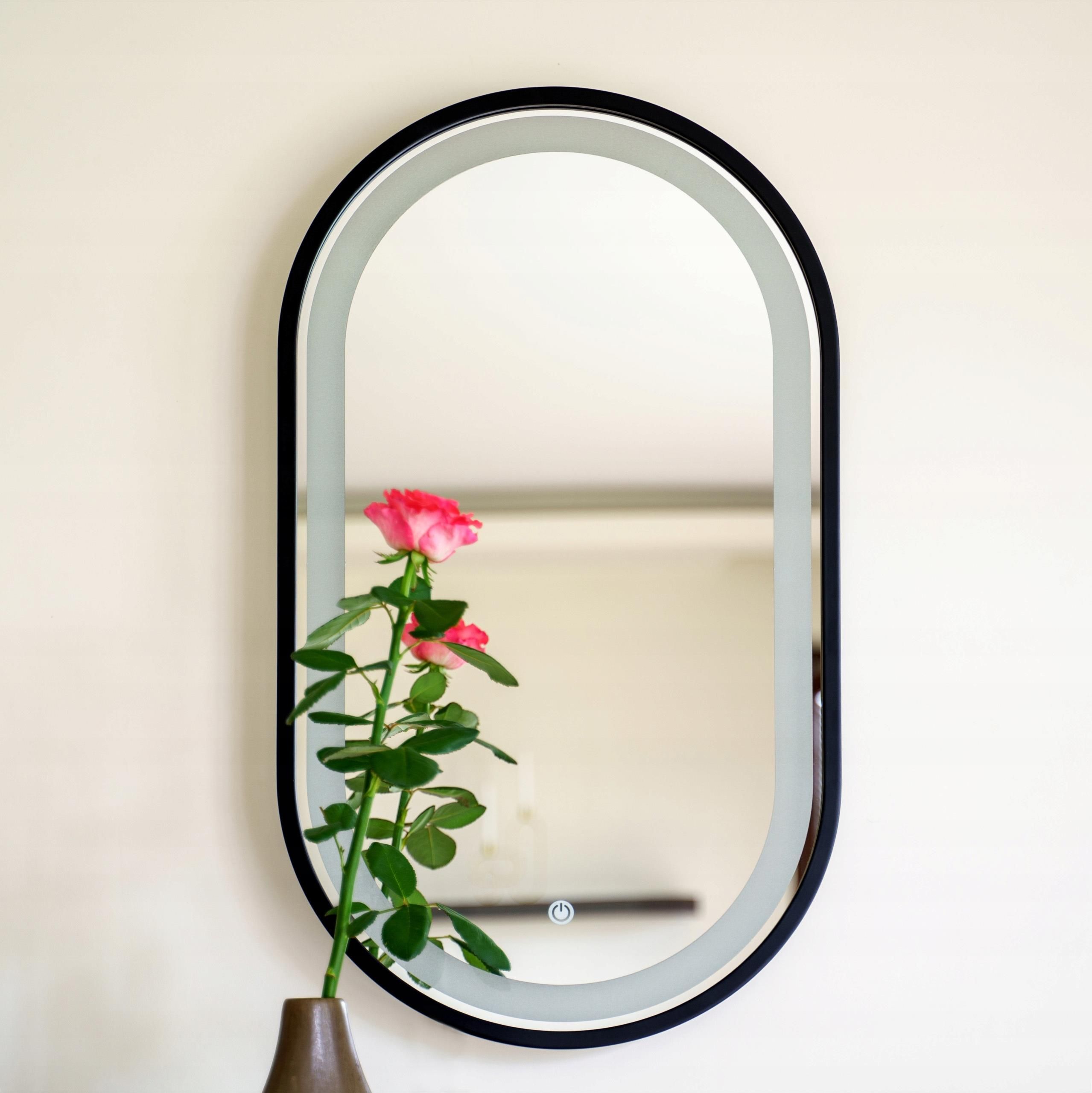 Lustro Owalne Podświetlane Led Czarne 45X80cm Z Włącznikiem - Opinie i ...