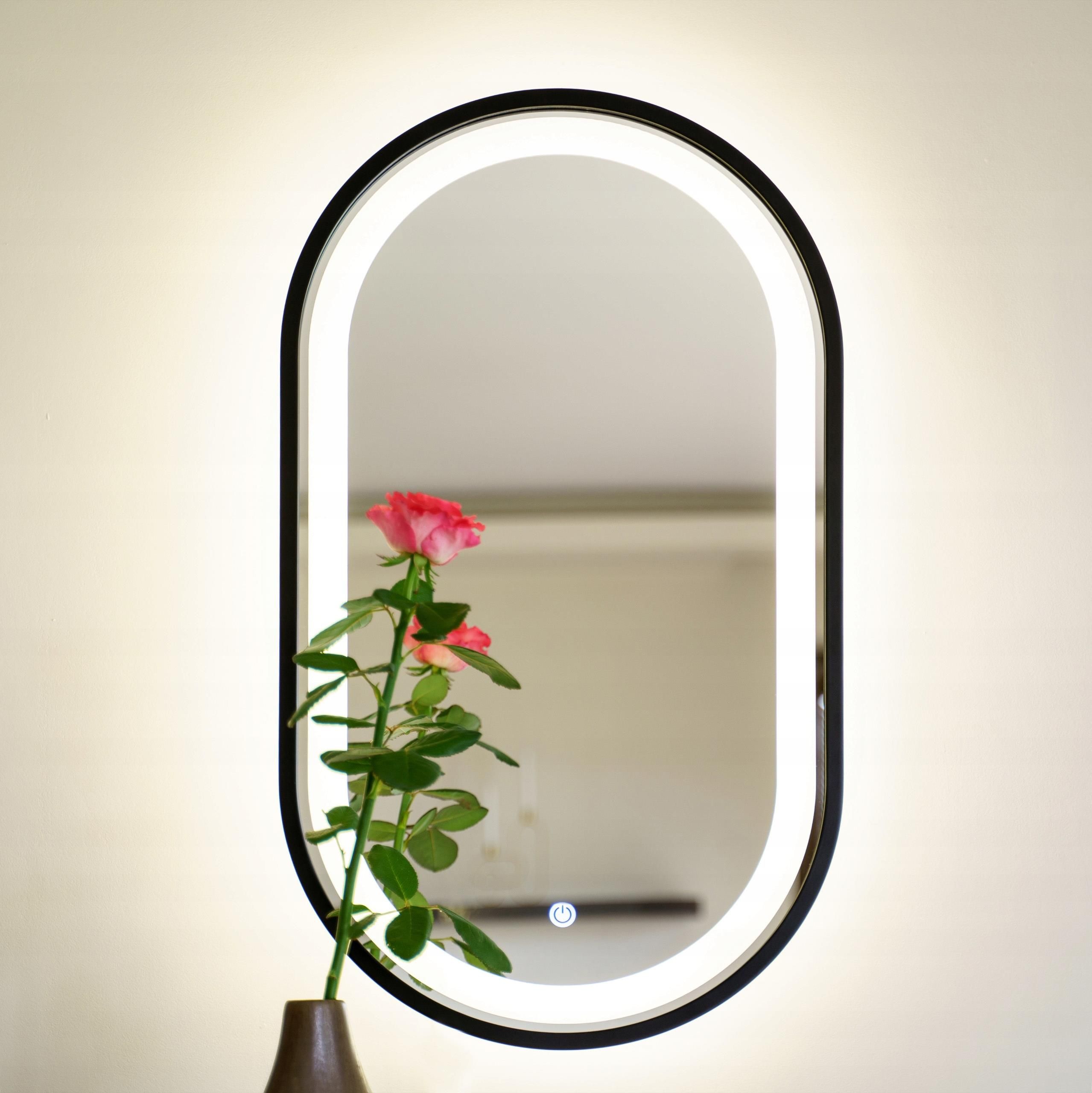 Lustro Owalne Podświetlane Led Czarne 45X80cm Z Włącznikiem - Opinie i ...