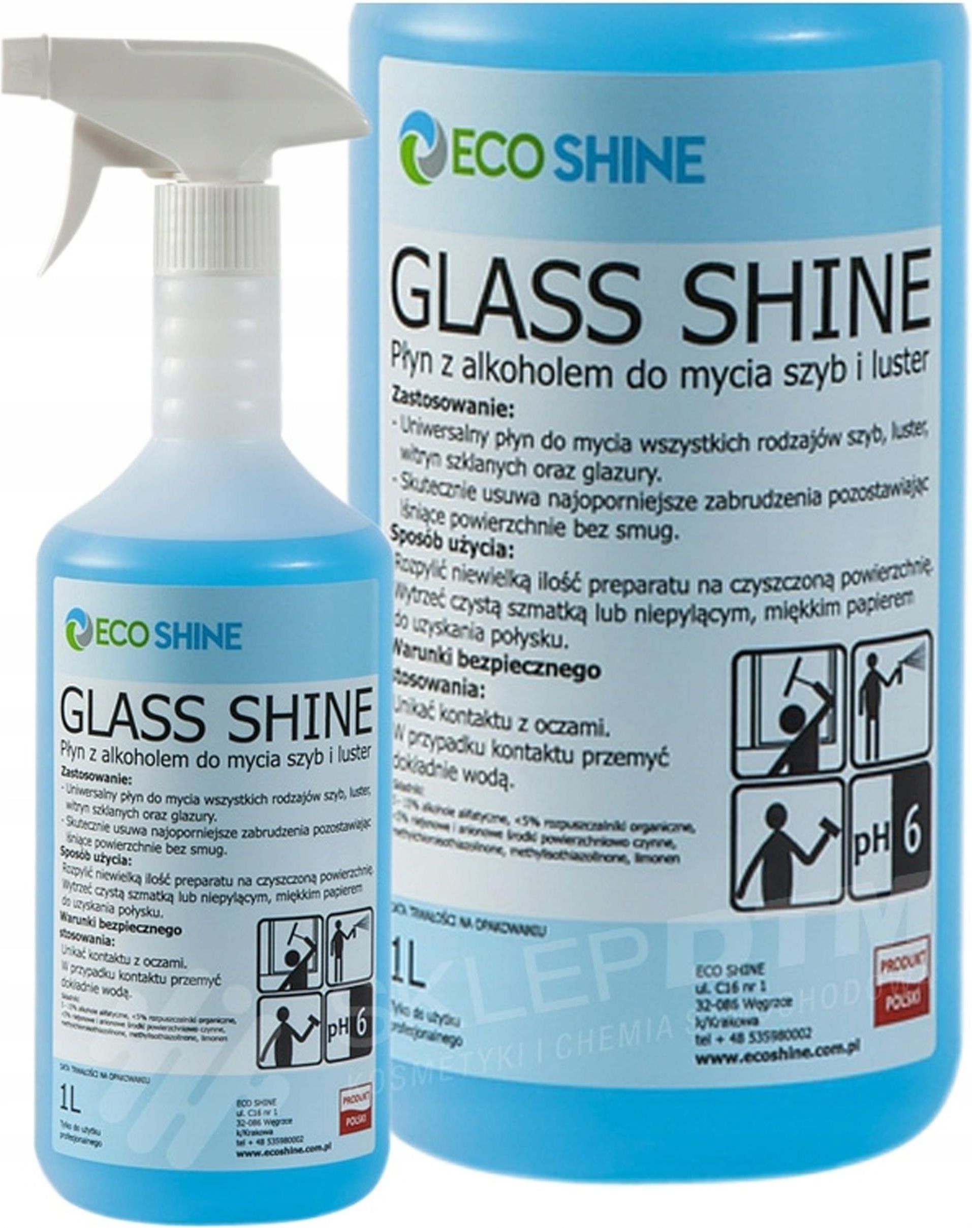 Eco Shine Glass Płyn Do Mycia Szyb Luster 1L - Opinie i atrakcyjne ceny ...