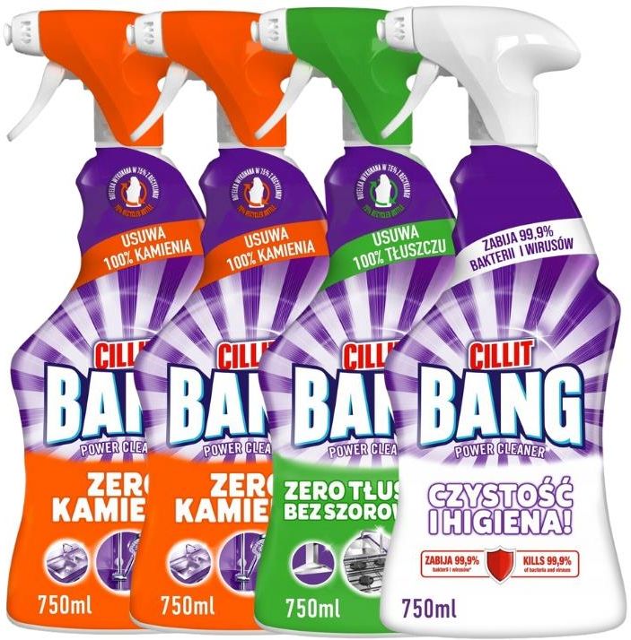Cillit Bang Spray Płyny Do Sprzątania Kuchni I Łazienki Xxl 4X750Ml ...
