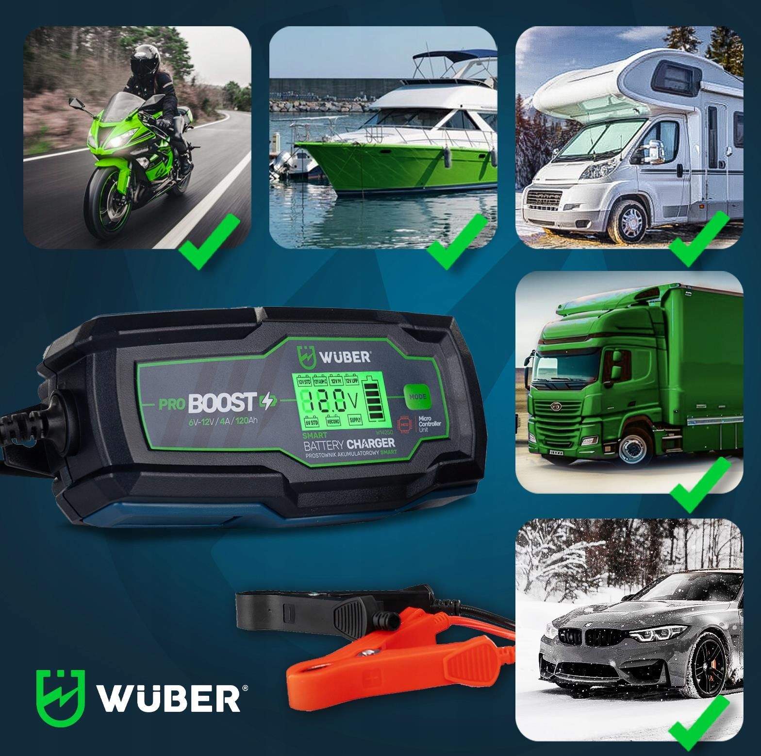 Prostownik do akumulatora Wuber 6/12V 1.2-120Ah Agm Żel - Opinie i ceny na Ceneo.pl