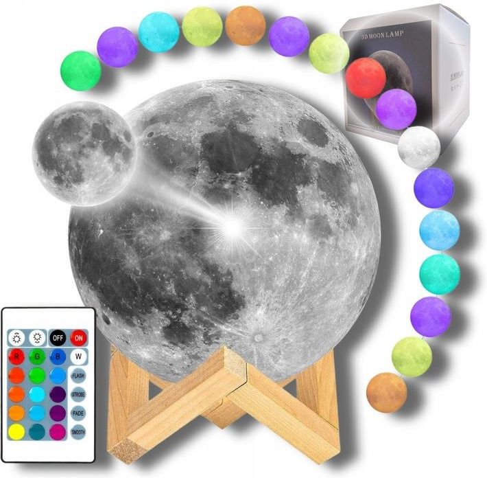 Lampa Księżyc LED Lampka Nocna 3D Moon Light Pilot RGB - Opinie i atrakcyjne ceny na Ceneo.pl