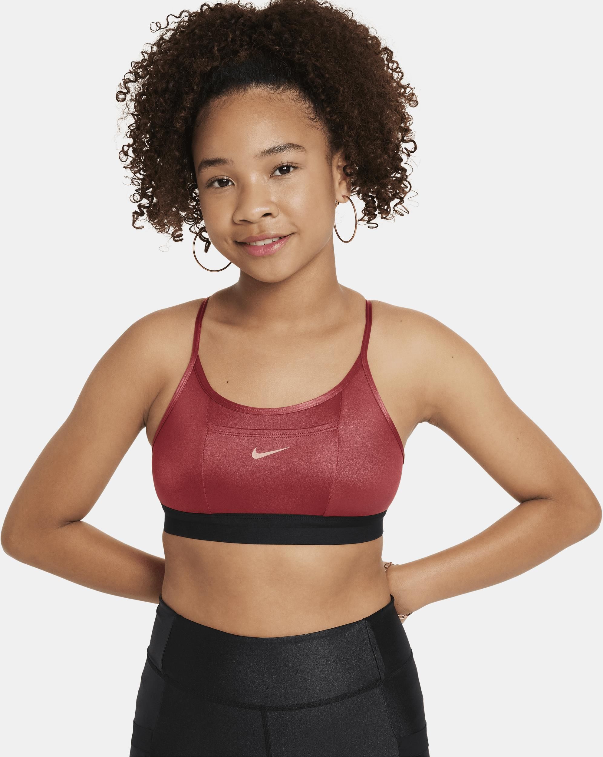 Stanik sportowy dla dużych dzieci (dziewcząt) Nike Indy - Czerwony ...