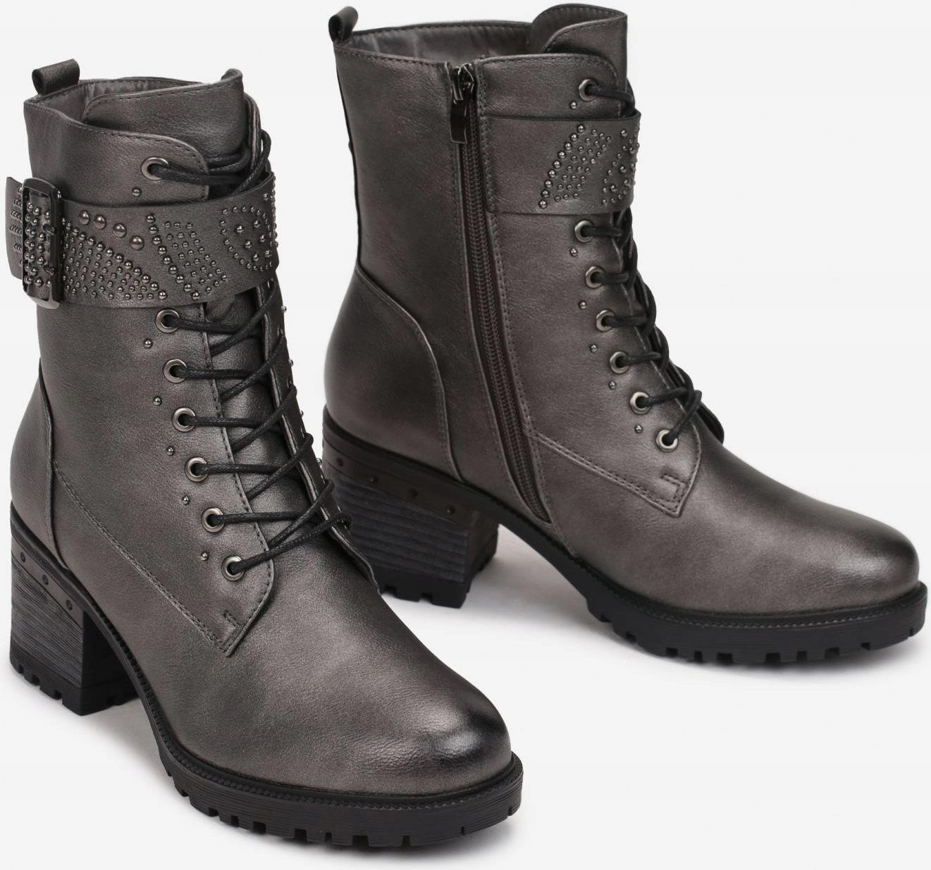 Born2Be Szare Botki damskie 39 Ekoskóra - Ceny i opinie - Ceneo.pl