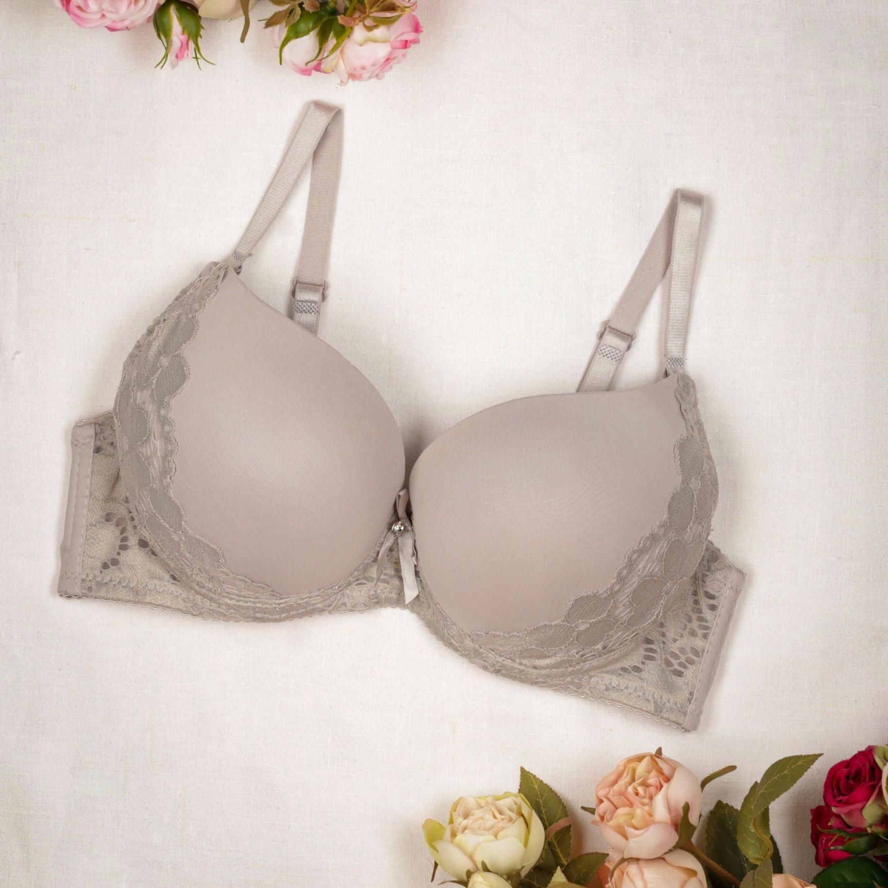 Renee Szary Biustonosz damski 85B Push-up Gładkie - Ceny i opinie - Ceneo.pl