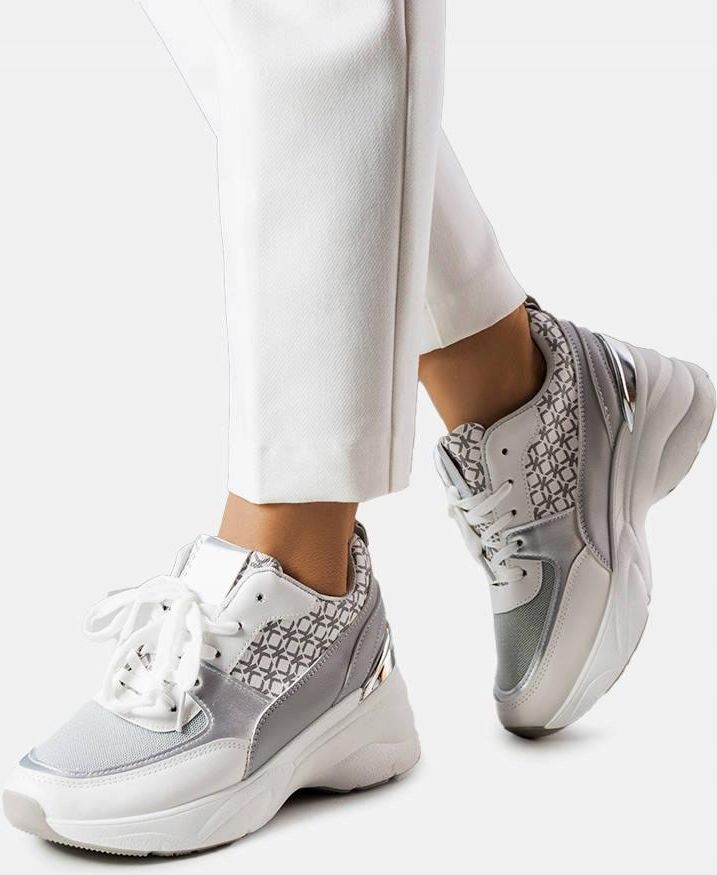 Szare sneakersy na koturnie zdobione VO-YD6060 40 - Ceny i opinie ...