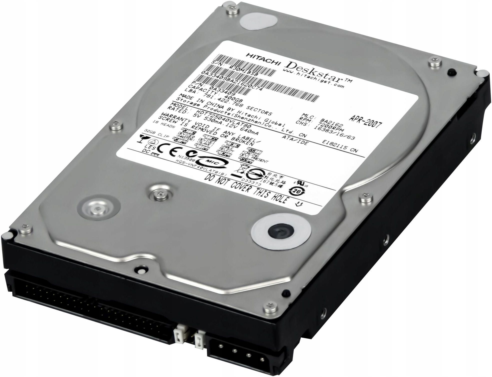 Dysk twardy Hitachi Deskstar T7K500 400GB ATA133 (HDT725040VLAT80 ...