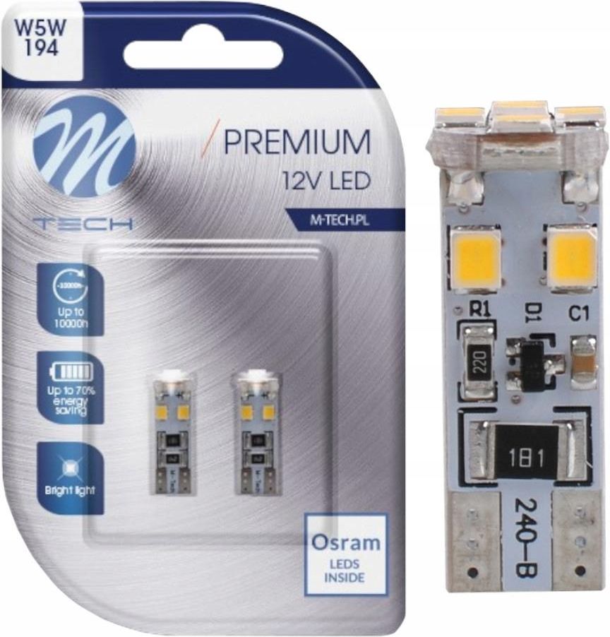 M-Tech Postojówki W5W Osram Led 12V Żarówka T10 Dioda Biała 194 Canbus ...