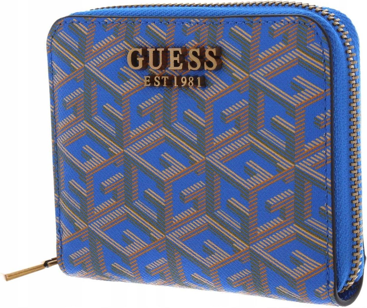 Guess Portfel Damski mały stylowy portmonetka z logo G Cube granatowy ...