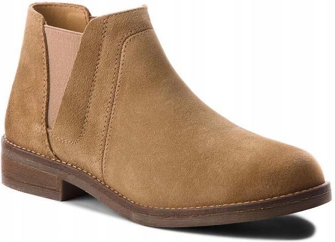CLARKS Botki damskie DEMI BEAT beżowe piaskowe skórzane wsuwane 38 ...