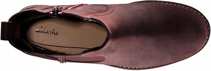 CLARKS Botki damskie Orinoco On GTX bordowe skórzane GORE-TEX na zamek ...