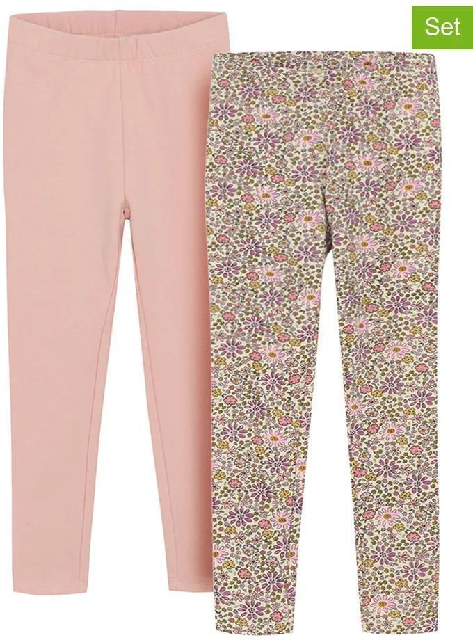 COOL CLUB Jegginsy (2 pary) w kolorze jasnoróżowo-beżowym ze wzorem ...