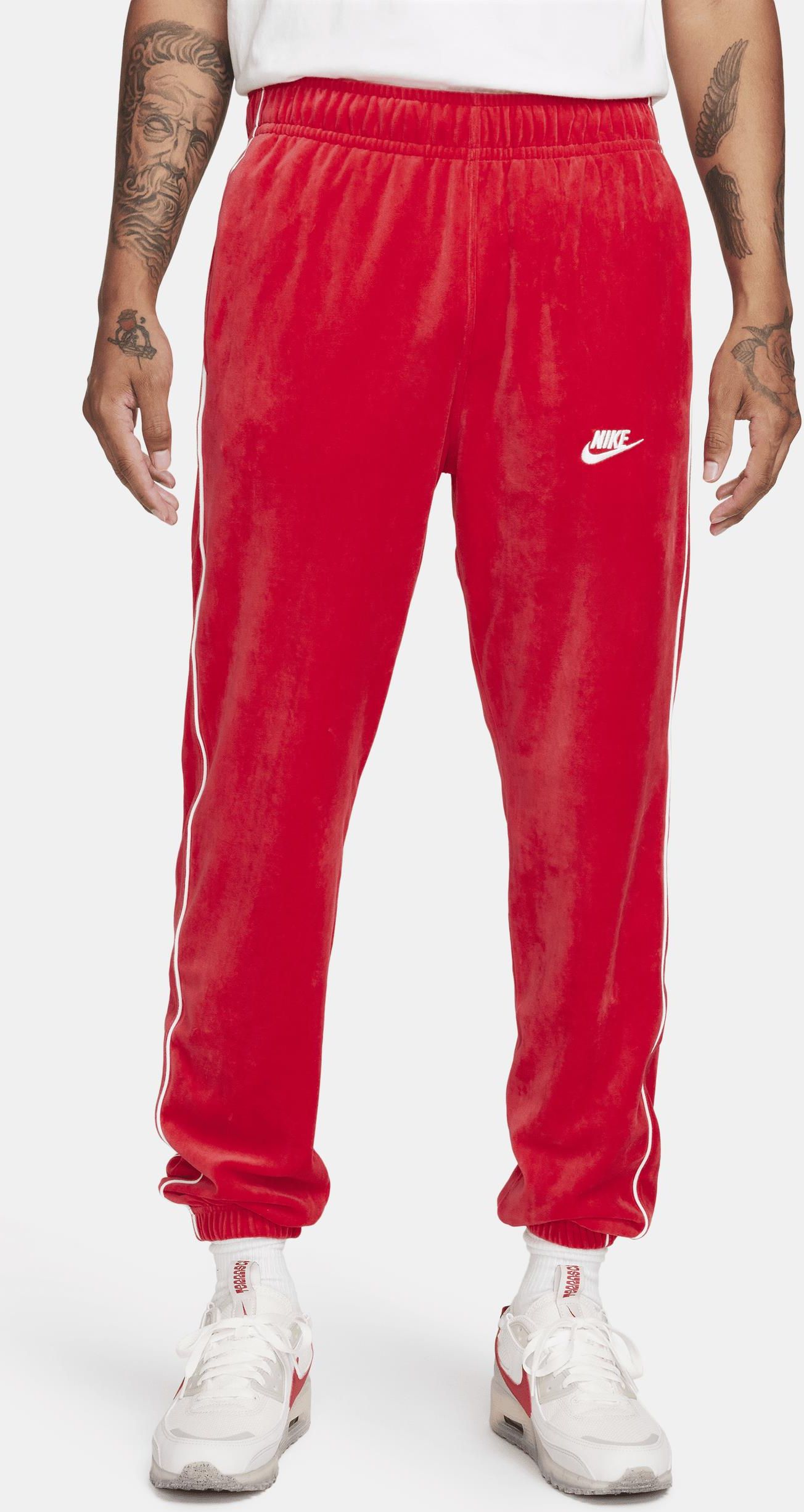 Męskie spodnie welurowe Nike Sportswear Club - Czerwony - Ceny i opinie ...