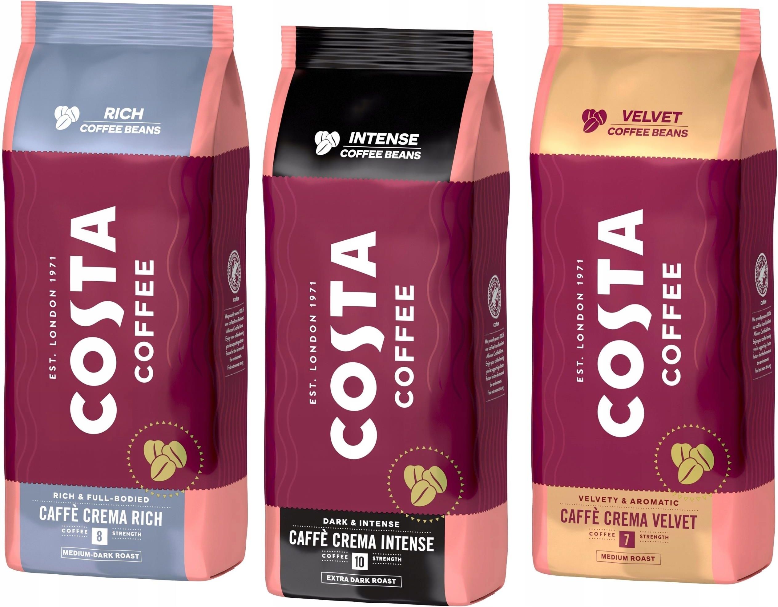 Kawa Zestaw Kawa ziarnista mieszana Costa Coffee Crema INTENSE VELVET ...