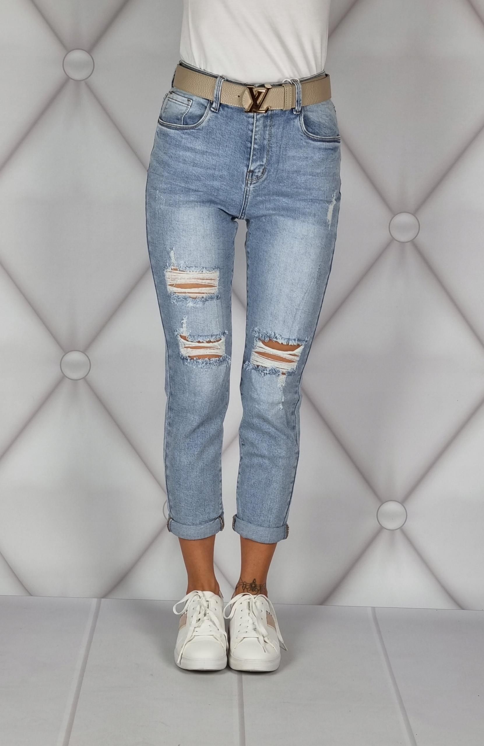 M.sara Spodnie Jeansowe Boyfriend Z Dziurami XL - Ceny i opinie - Ceneo.pl