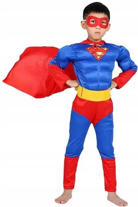 Strój Superman Kostium Maska Mięśnie 120 130 Cm 7 9 Lat Superbohater ...