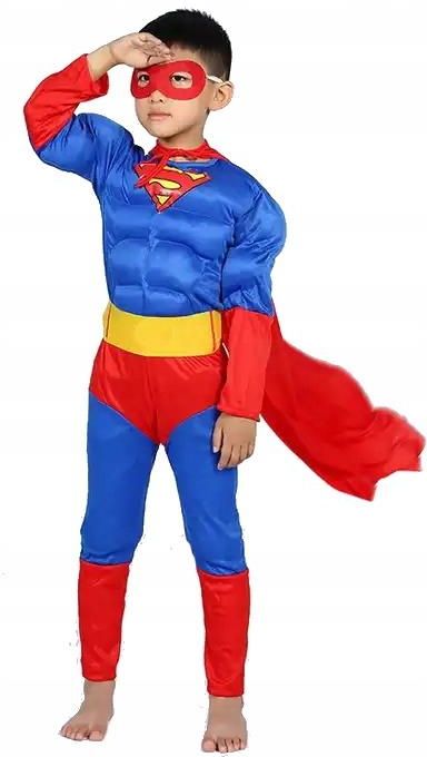Strój Superman Kostium Maska Mięśnie 110 120 Cm 4 6 Lat Superbohater ...