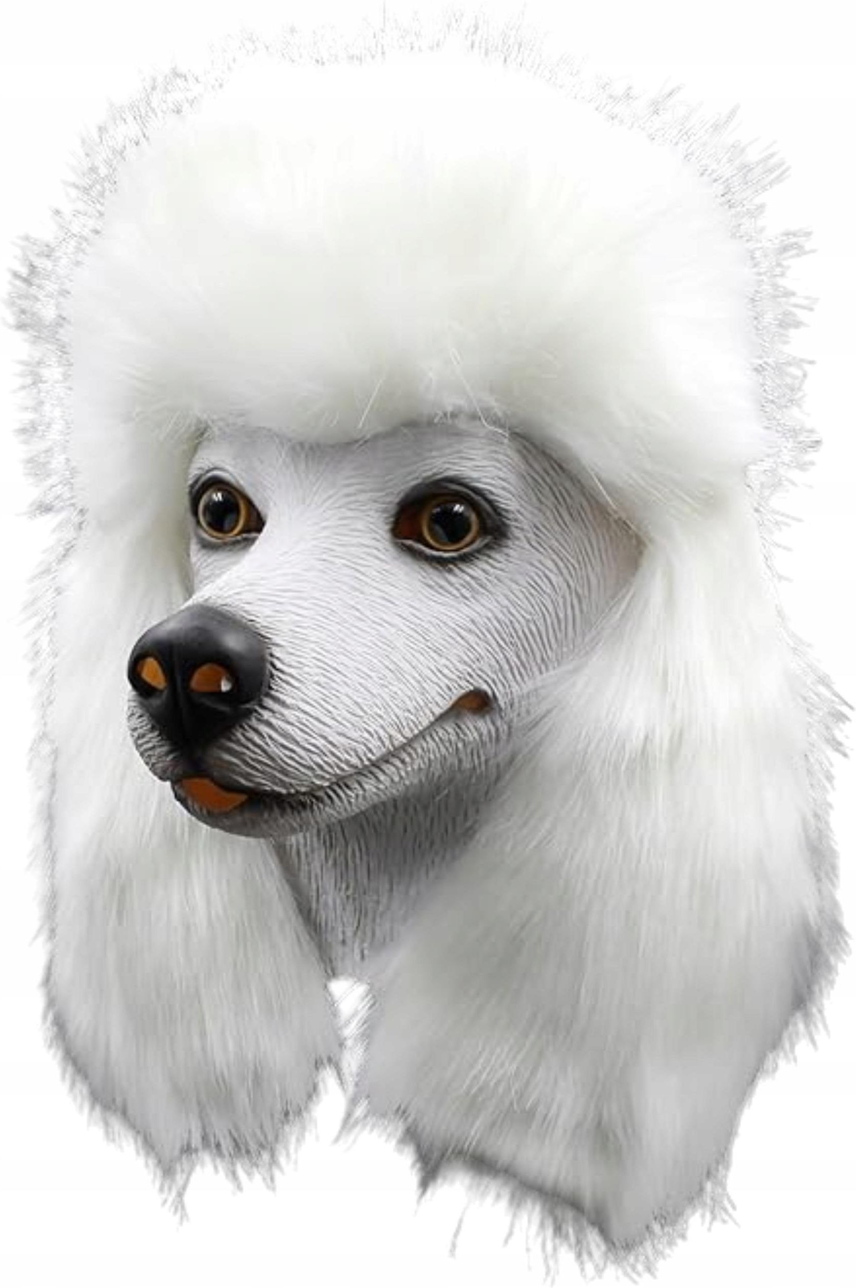 Straszna Maska Psa Lateksowa Z Włosami Halloween Karnawał Biały Pudel ...