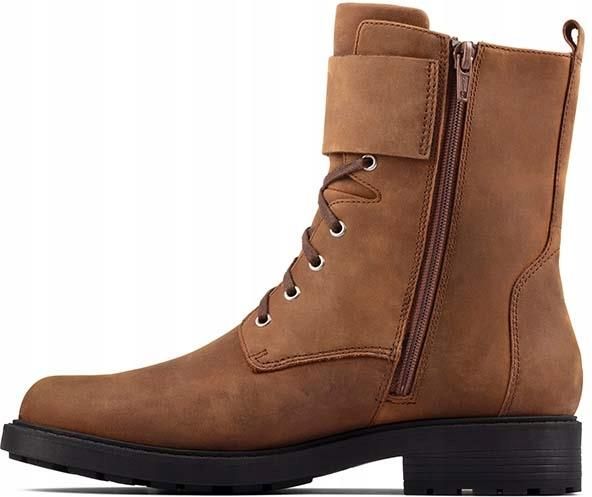 Botki Clarks Orinoco2 Lace brązowe skórzane sznurowane, na zamek 36 ...