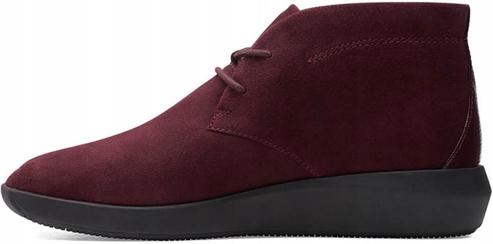 CLARKS Botki damskie Tawnia Lace burgundowe skórzane zamszowe 37,5 ...