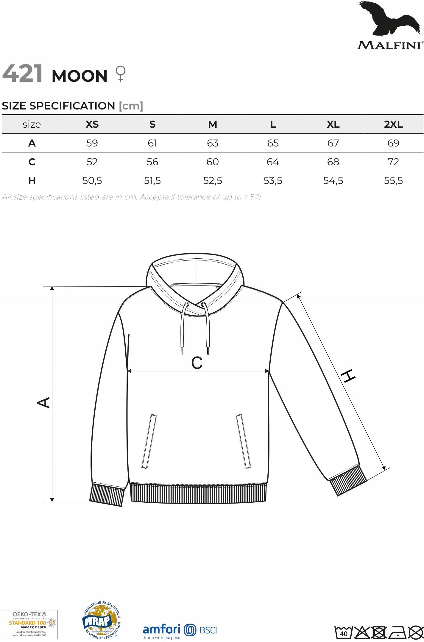 Frost Bluza Damska z Kapturem Bawełna Terry MOON Malfini 421 r. XS ...