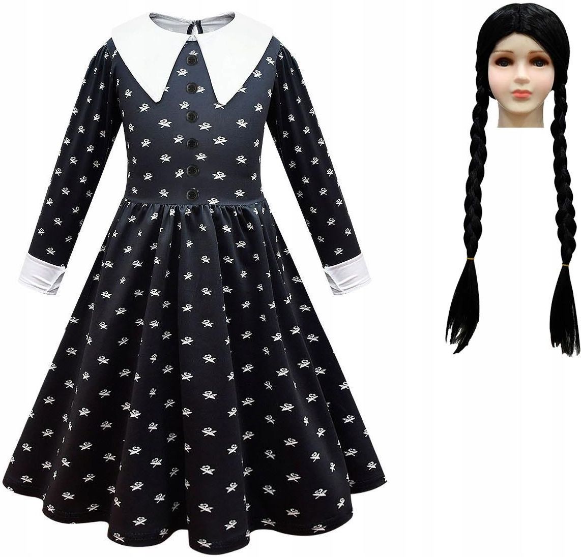 Strój Wednesday Addams 140 Sukienka Peruka Kostium - Ceny i opinie - Ceneo.pl