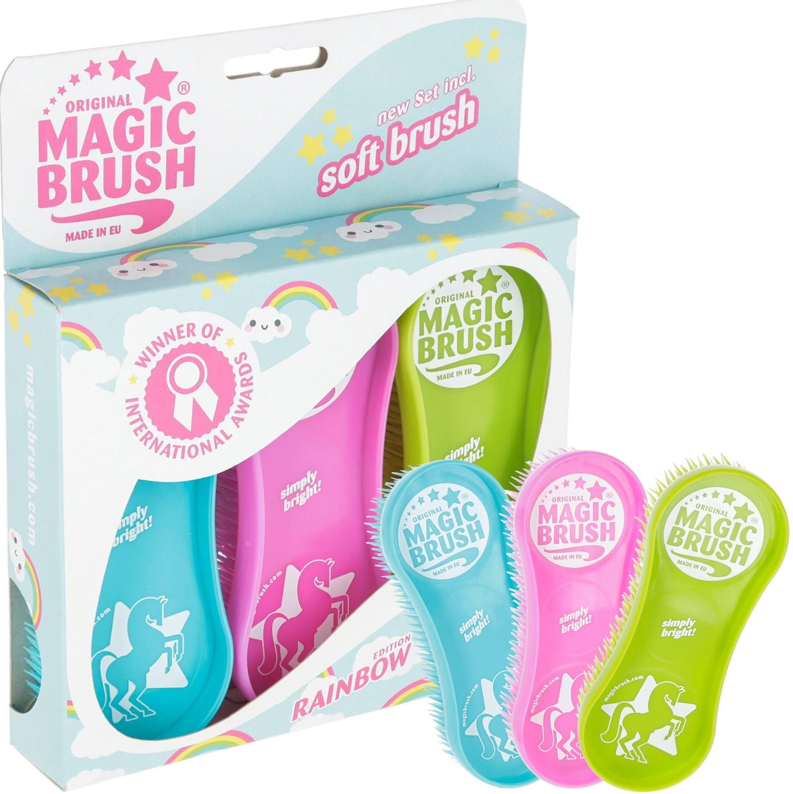 Kerbl Magic Brush Zestaw 3 Szczotek Rainbow Dla Wrażliwych Koni Czyści Masuje Pielęgnuje - ceny ...