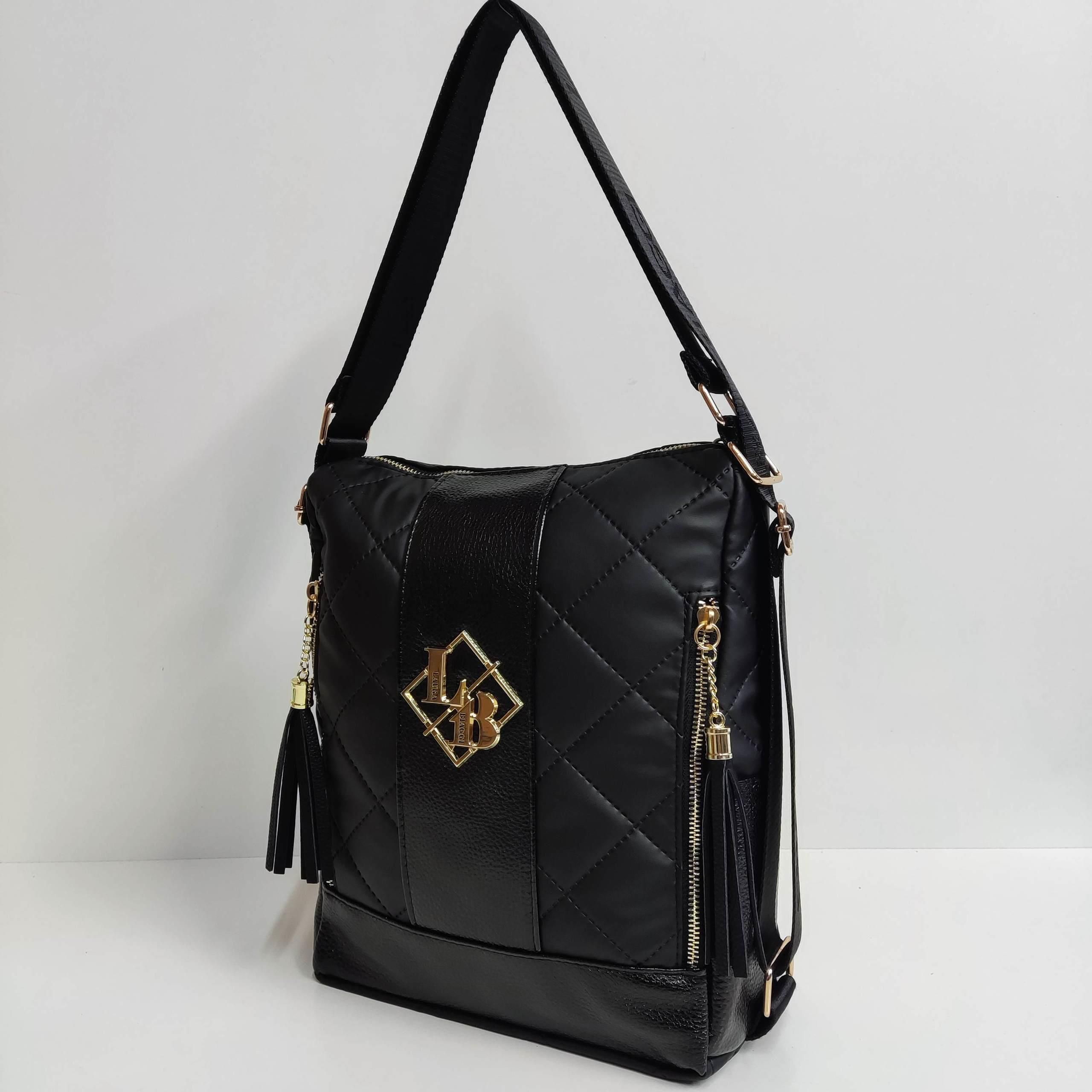 Plecak torebka Laura Biaggi czarna pikowana 2w1 - Ceny i opinie - Ceneo.pl