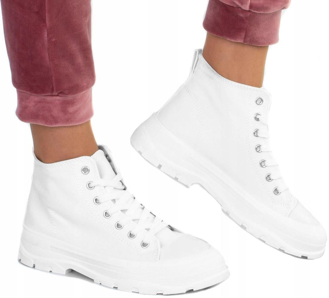 Białe Wysokie Trampki Palladi Platforma 40 - Ceny i opinie - Ceneo.pl