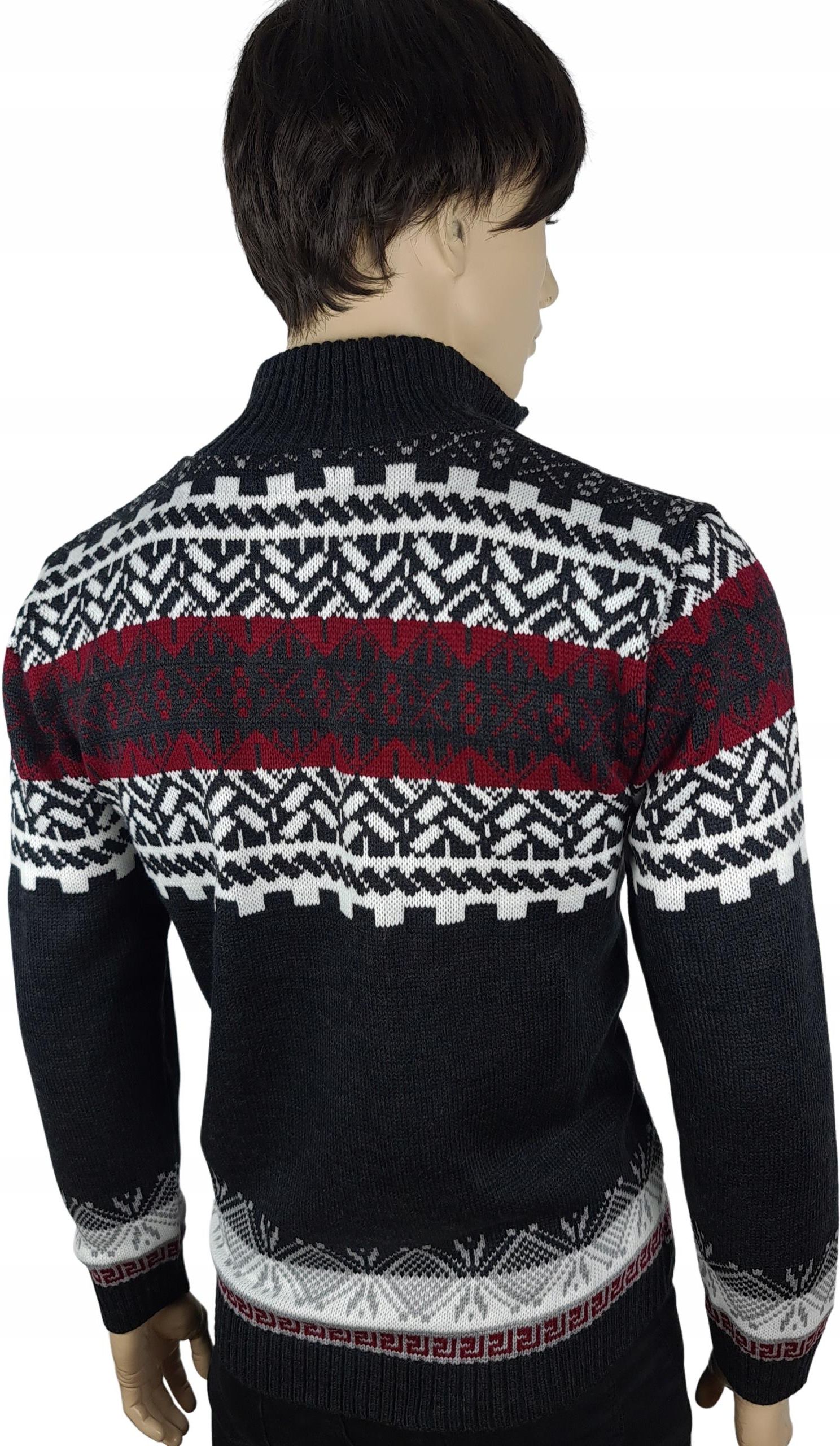 Sweter wzór norweski, świąteczny, na narty Polski Producent grafitowy ...