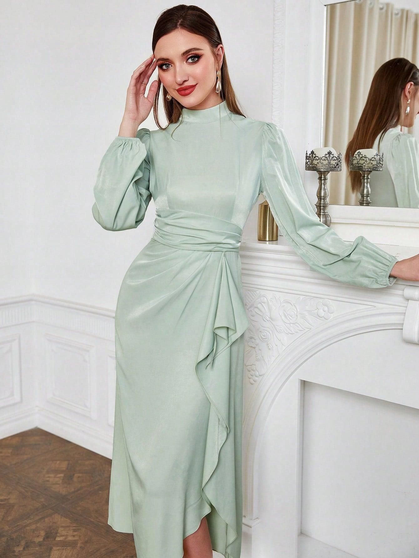 I Bufiastymi Rękawami Wru Xxh__m Shein MIDI Sukienka Z Falbaną - Ceny i opinie - Ceneo.pl