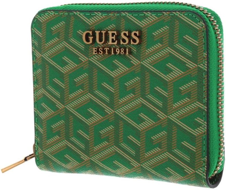 Guess Portfel Damski mały stylowy portmonetka z logo G Cube zielony ...