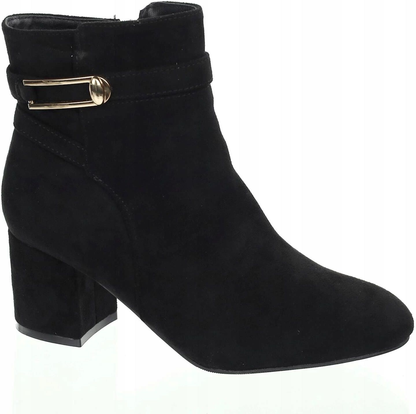 Botki Damskie Jezzi Buty Zimowe Ocieplane Zamszowe 23BT35-6425 Czarny ...