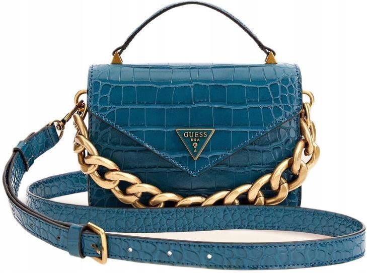 Guess Mini Torebka Damska Turkusowa Crossbody Z Printem Croco - Ceny i ...