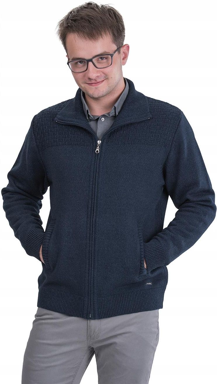 Sweter Męski Rozpinany Na Zamek Z Kieszeniami Granat Melanż XXL - Ceny ...