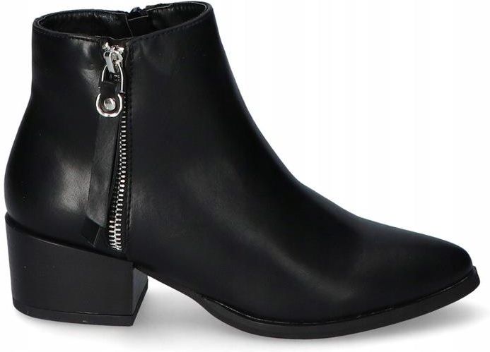 Botki Damskie Jezzi 20BT35-3028 Płaski Obcas Czarne Ocieplane Zimowe ...