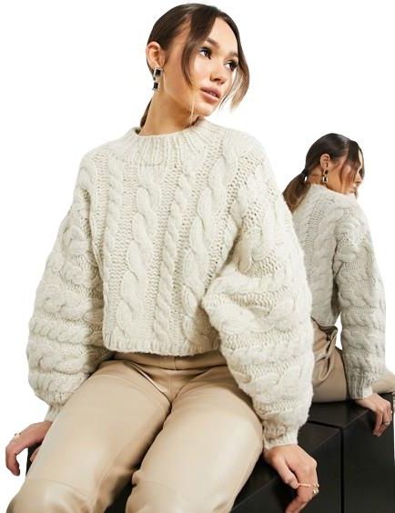 Beżowy ciepły sweter warkocz S - Ceny i opinie - Ceneo.pl