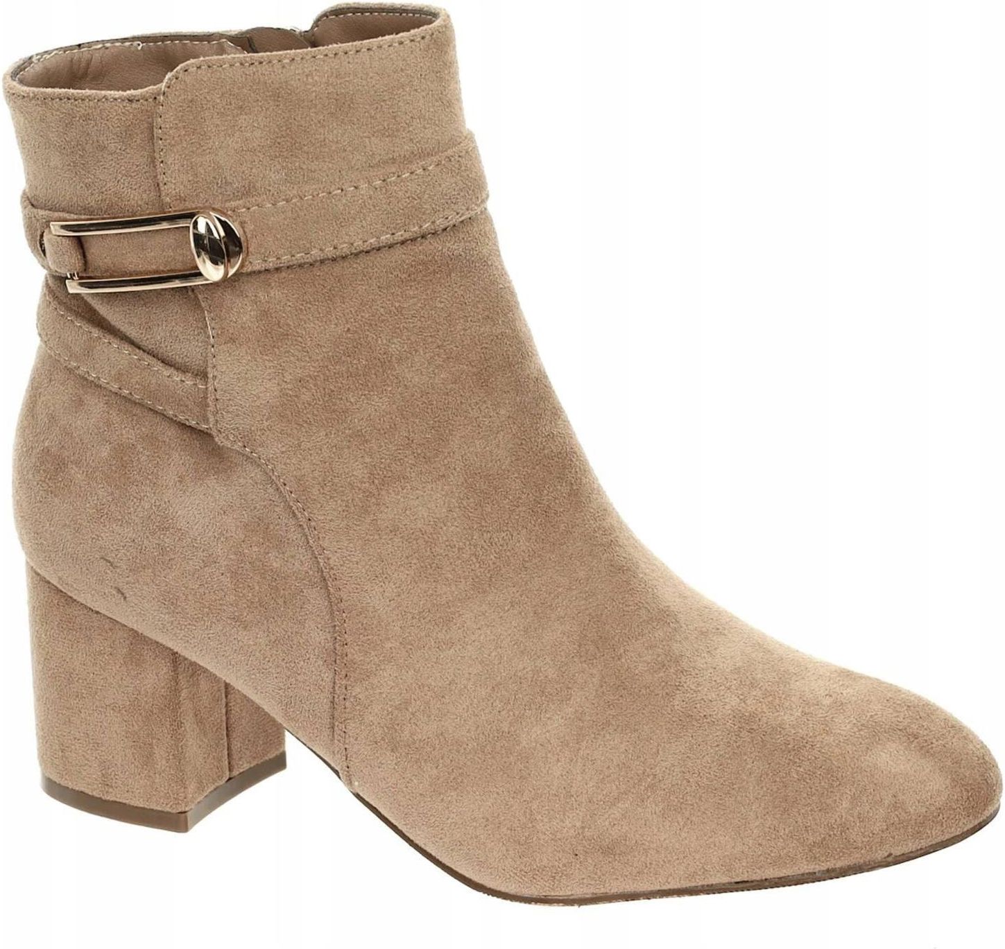 Botki Damskie Jezzi Buty Zimowe Ocieplane Zamszowe 23BT35-6425 Beżowy ...